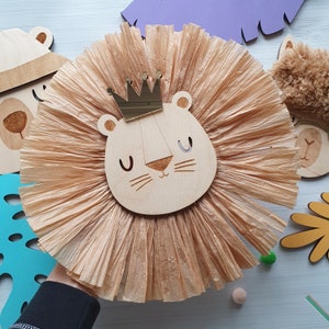 Lion Face Wall Hanging, Lama Bear Baby Animals, Safari Nursery Decor ...
