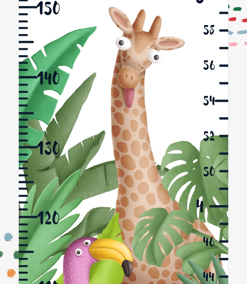 Tropical Growth Chart for Kids Zoo Height Chart Ruler for - Etsy