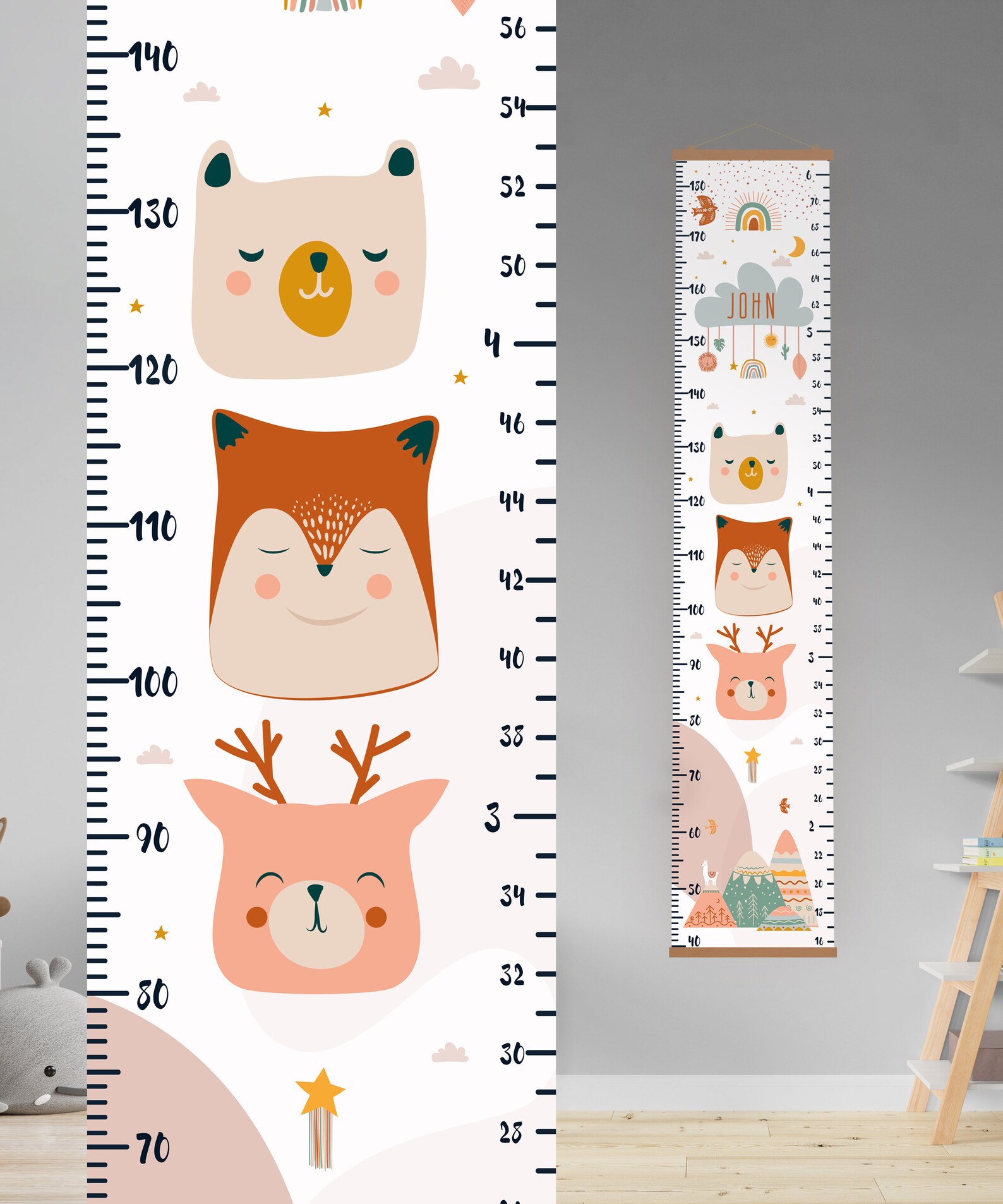 Height Chart for Kids Scandi Growth Chart Baby Animals Kids - Etsy