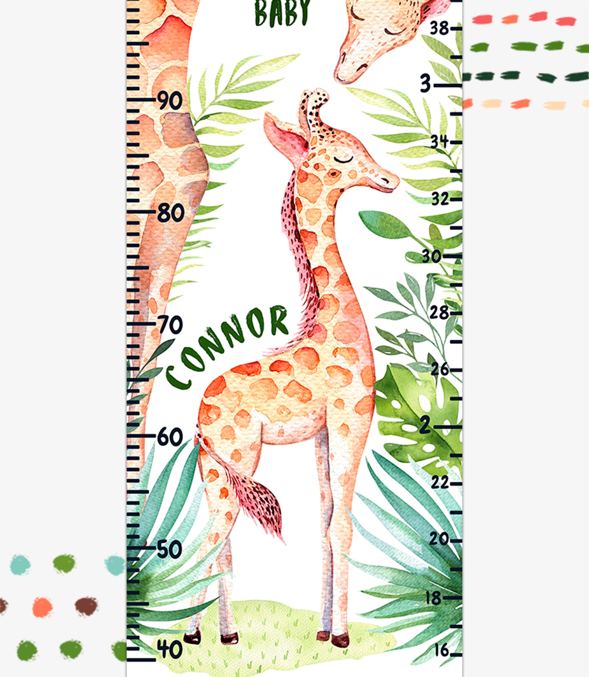 Height Chart for Kid Giraffe Growth Chart for Kid Safari - Etsy