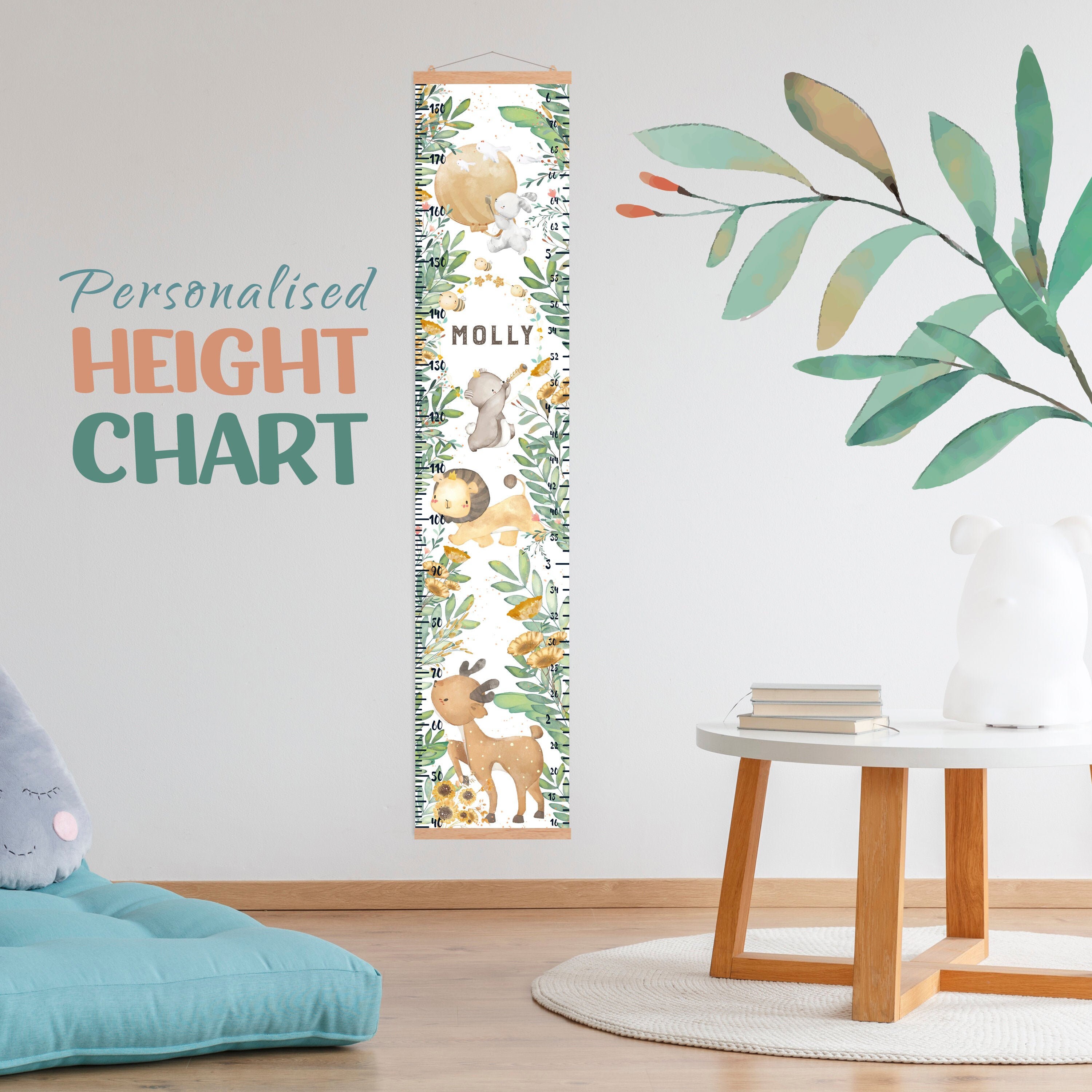 Woodland growth chart Personalized height chart for kids | Etsy