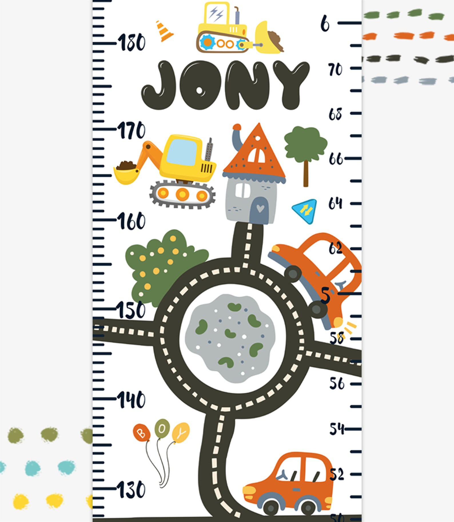 Road Growth Chart Personalized Height Chart for Boy Cars - Etsy