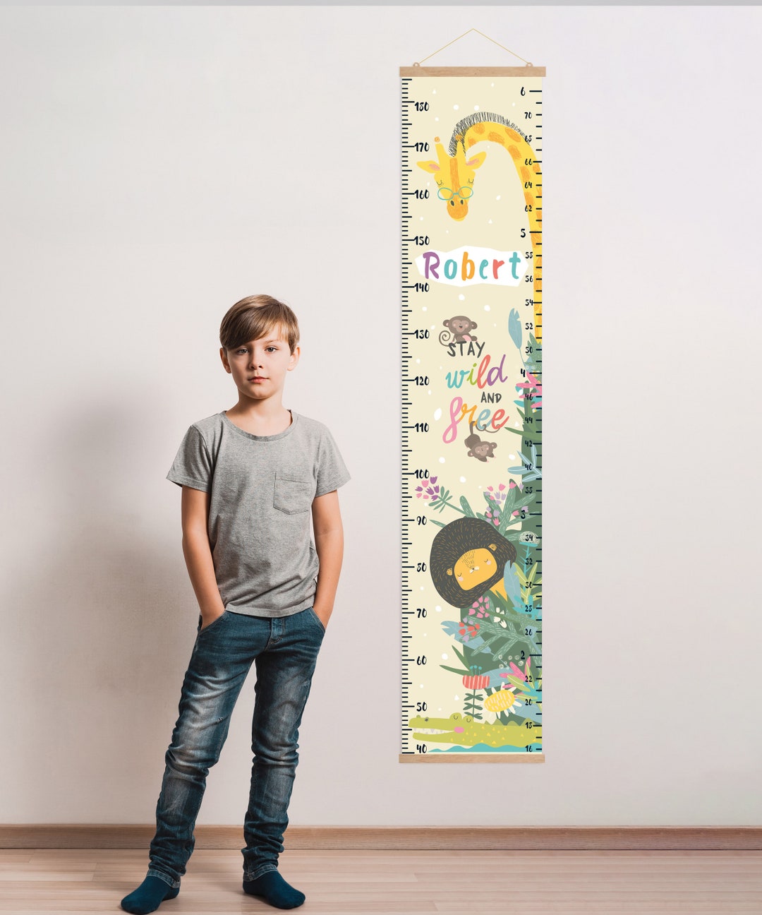 Growth Chart SAFARI, Height Chart for Kids, Personalized Kids Gift ...