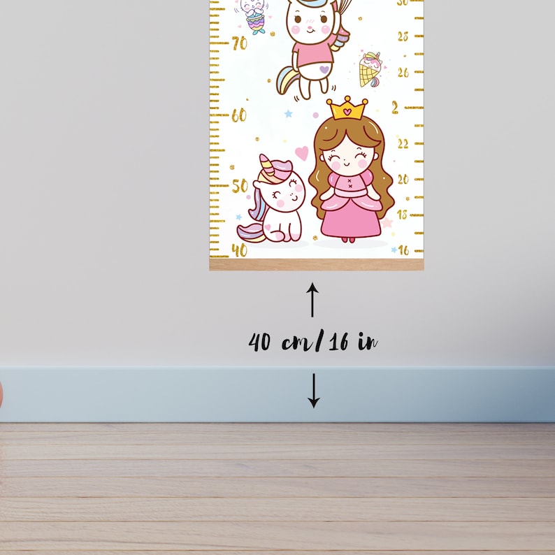 Personalized Growth Chart Girl Kawaii Height Chart Unicorn | Etsy