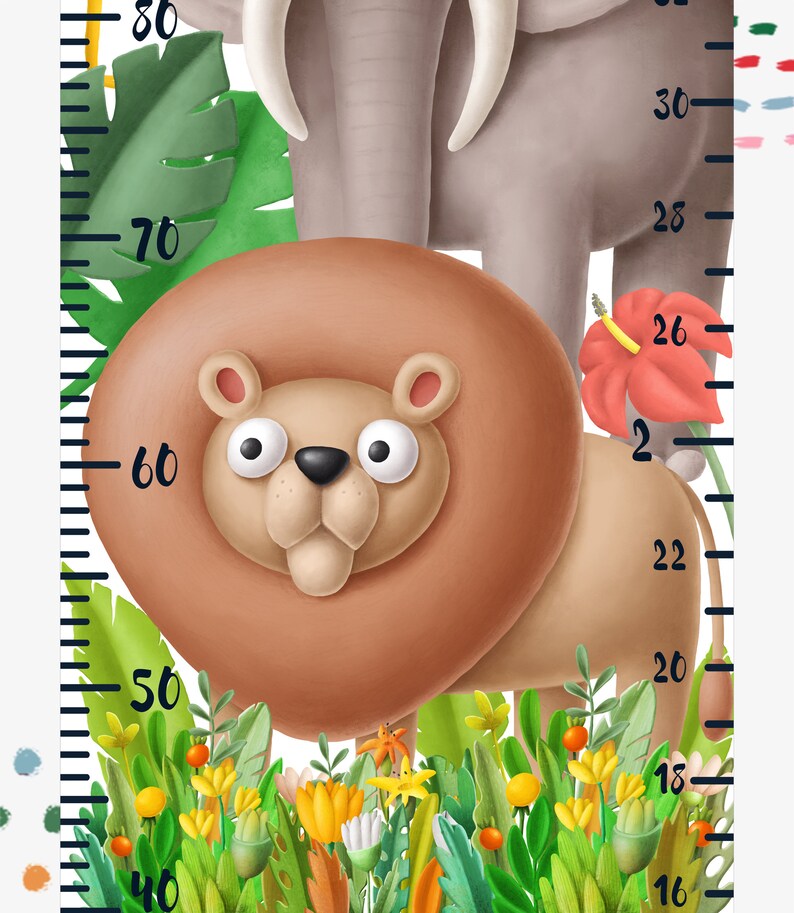 Tropical Growth Chart for Kids Zoo Height Chart Ruler for - Etsy