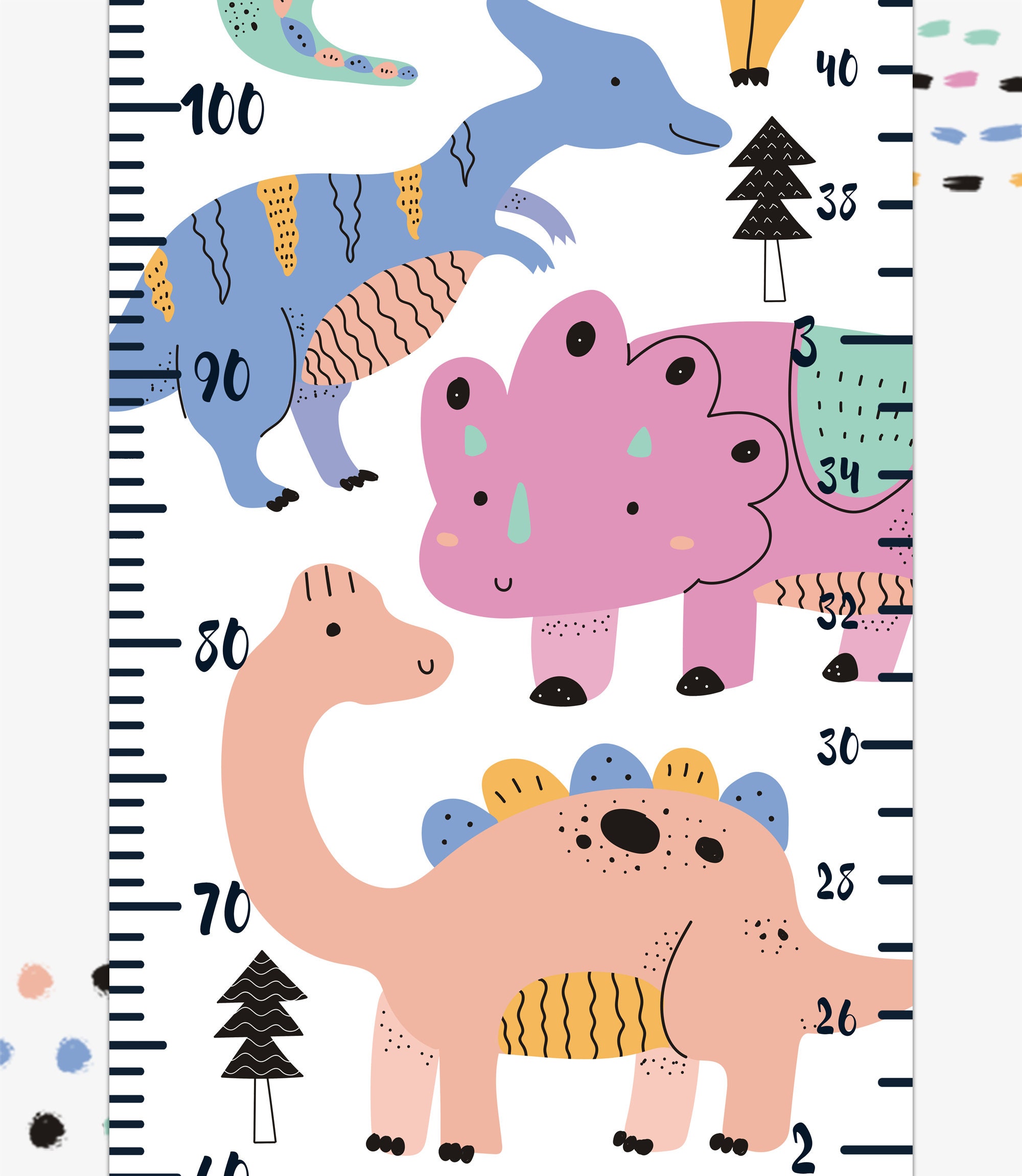 Personalized Dino Growth Chart: Nursery Wall Decor, Vinyl Ruler - Etsy