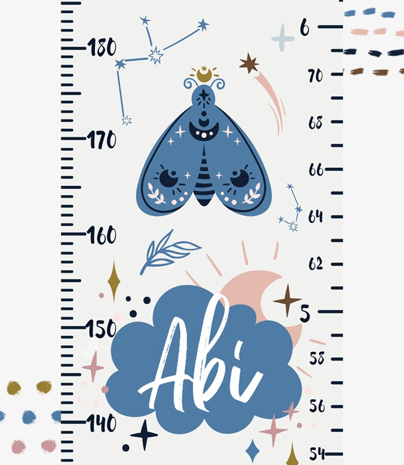 Celestial Growth Chart Height Chart for Girls Moon Phases | Etsy