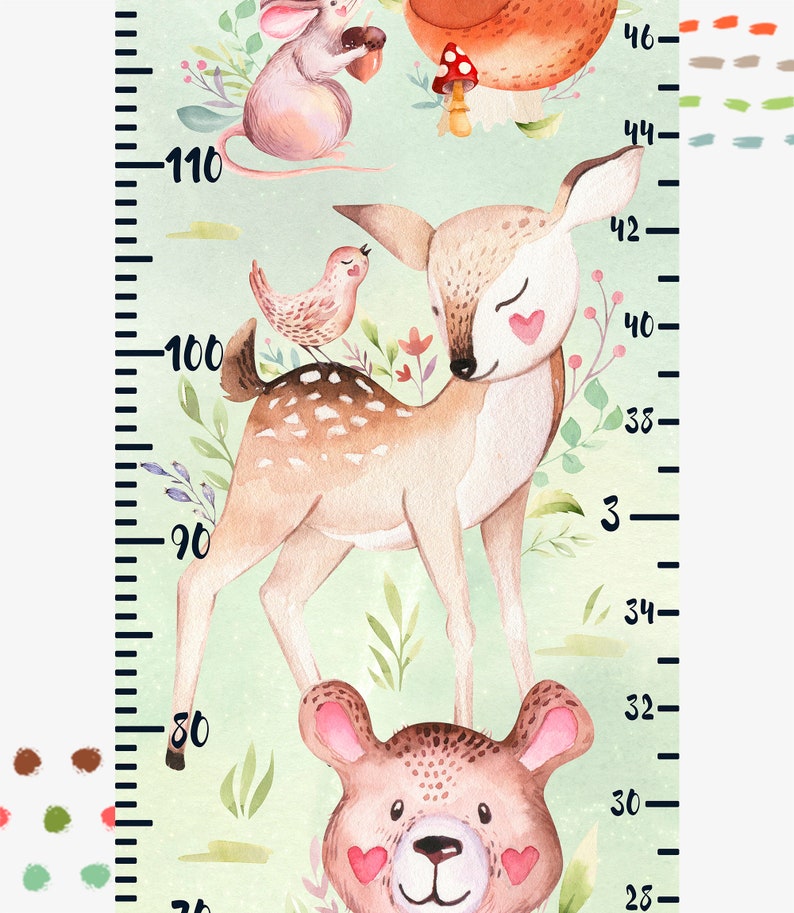Forest Animals Growth Chart Height Chart for Kids Woodland - Etsy