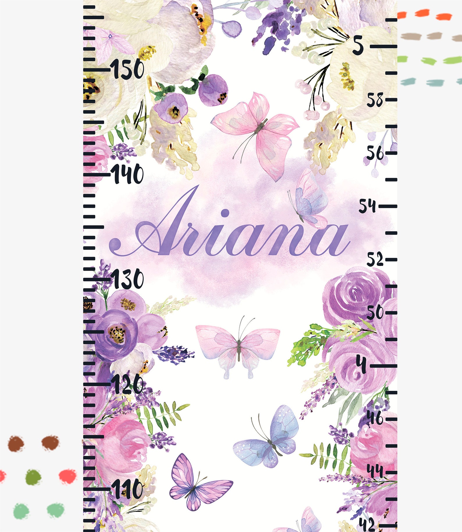 Personalized Growth Chart Height Chart for Girls Custom - Etsy
