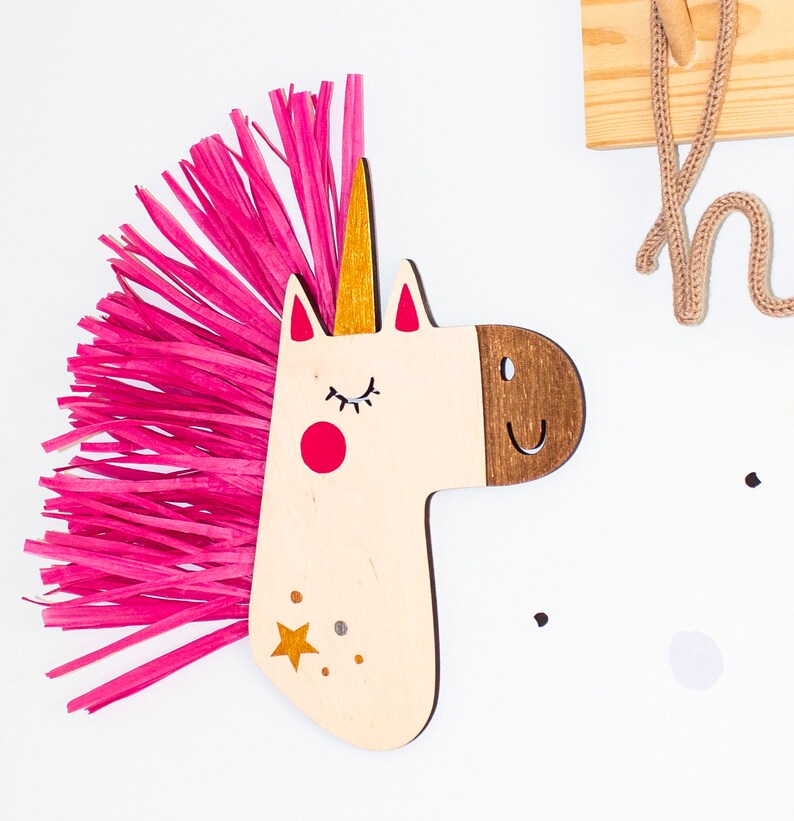 Unicorn Raffia Face Animal Head Wall Decor Room Wall Hanging - Etsy