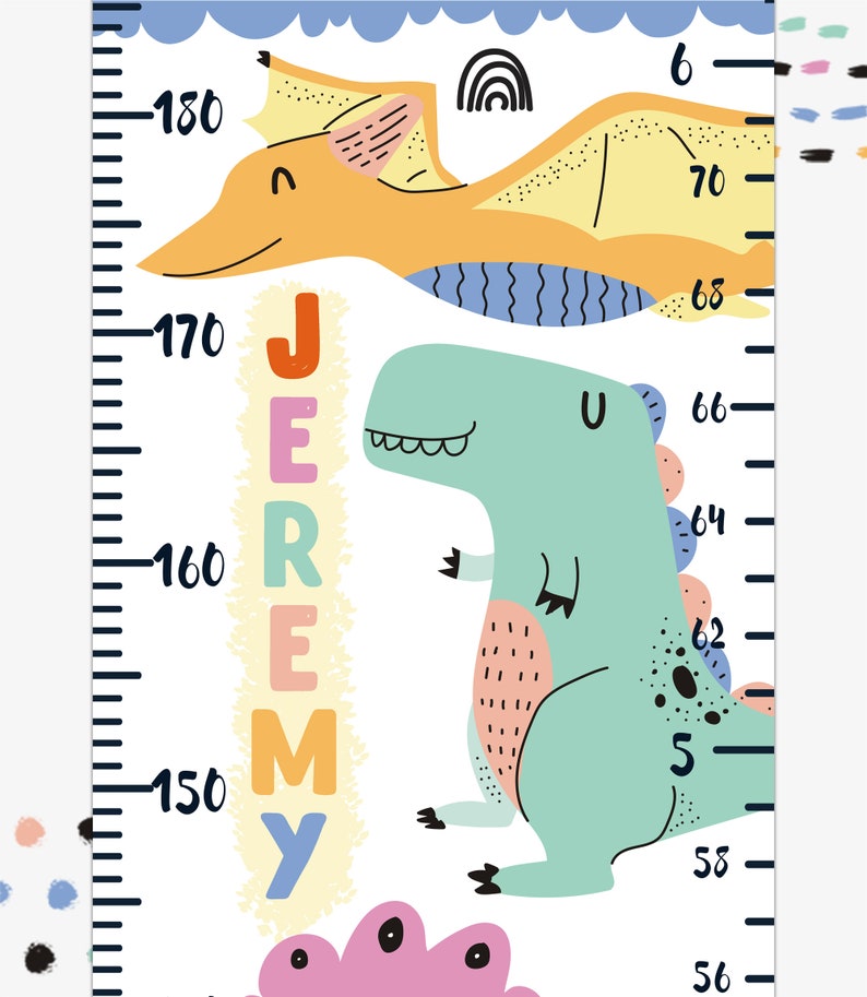 Personalized Dino Growth Chart: Nursery Wall Decor, Vinyl Ruler - Etsy