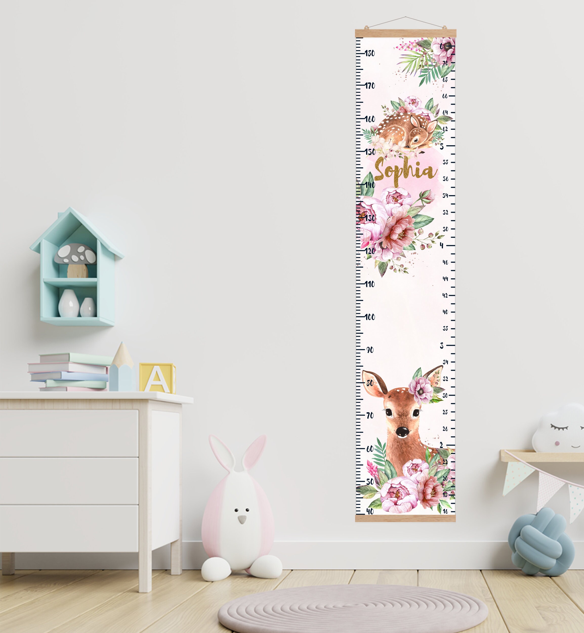Deer growth chart Personalized height chart for girl | Etsy
