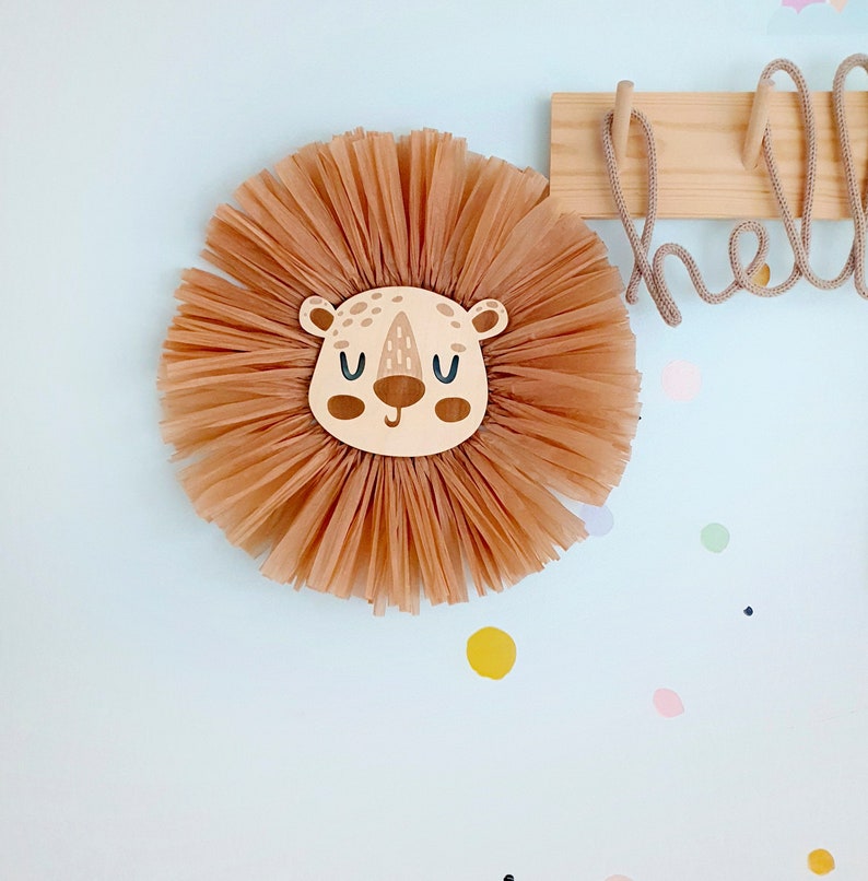 Raffia Lion Wall Hanging: Boho Nursery Decor, Safari Animal Art - Etsy