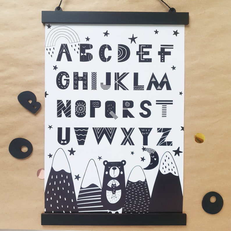 Scandi Alphabet Poster ABC Wall Art Alphabet Print Bear - Etsy