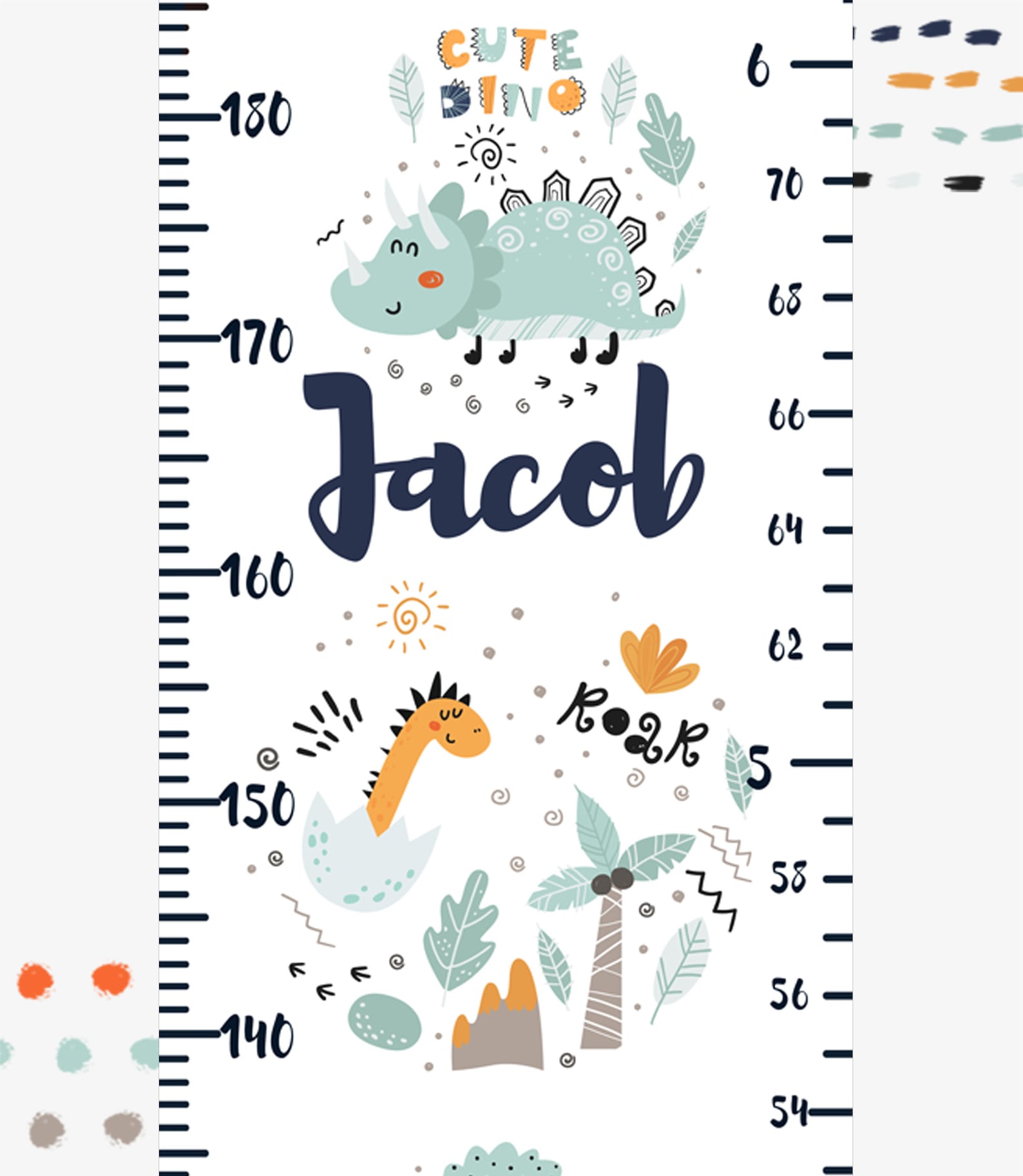 Personalised Height Chart Dino Growth Chart Ruler Dinosaurs | Etsy
