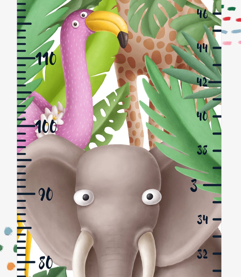 Tropical Growth Chart for Kids Zoo Height Chart Ruler for - Etsy