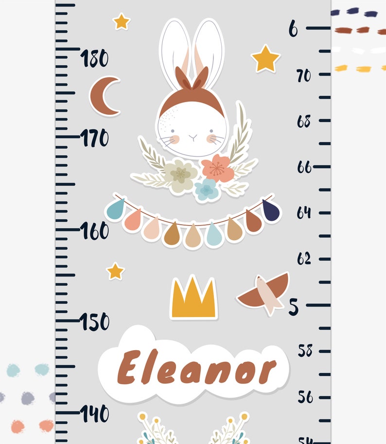 Growth chart Scandi height chart for kids Animals | Etsy