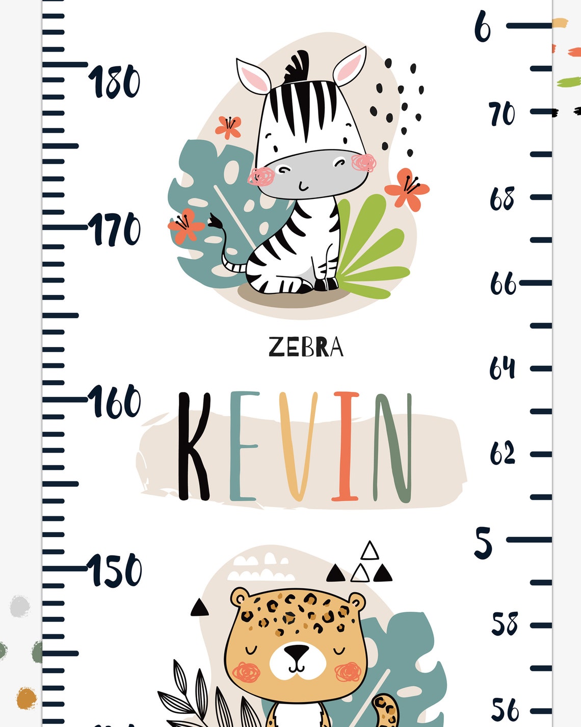 Growth Chart Animals Height Chart for Kids Zoo Growth Chart - Etsy