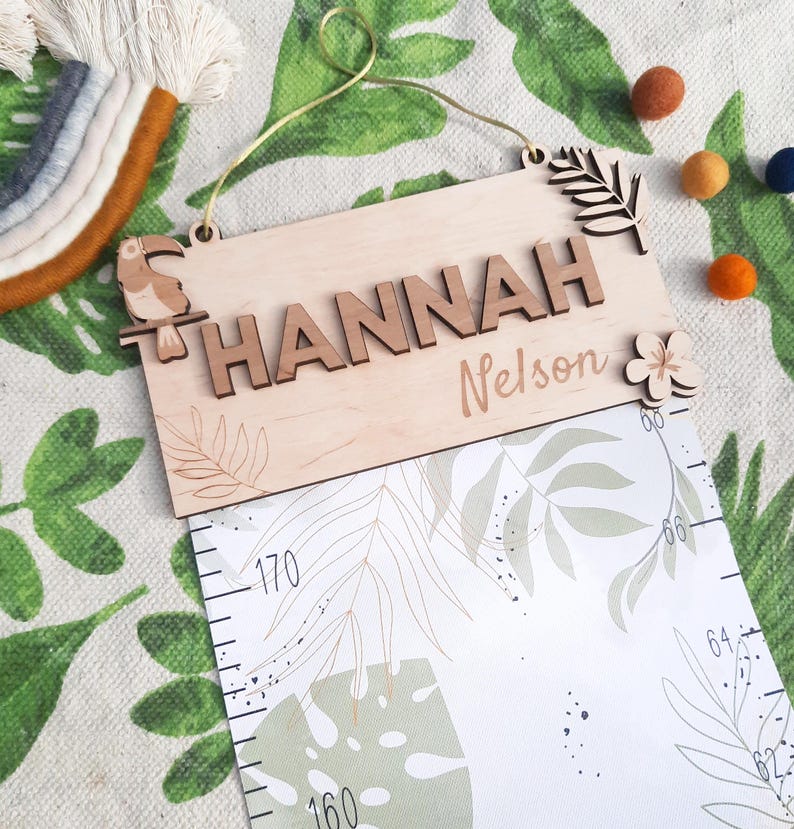 Personalized Jungle Growth Chart: Safari Nursery Decor, Birch Wood - Etsy