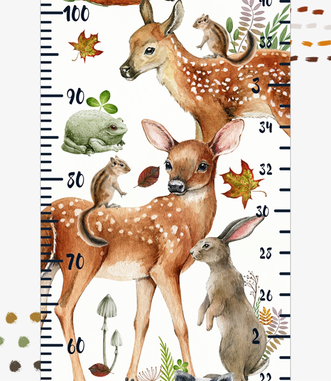 Woodland animals height chart Growth chart for kid Nursery | Etsy