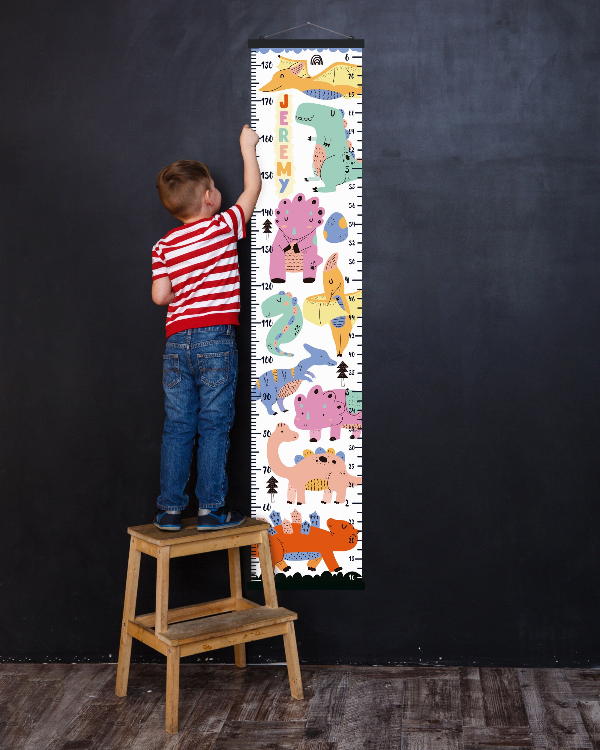 Personalized Dino Growth Chart: Nursery Wall Decor, Vinyl Ruler - Etsy