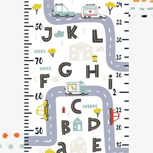Personalized Cars Growth Chart: ABC Nursery Decor, Boy's Room Wall ...