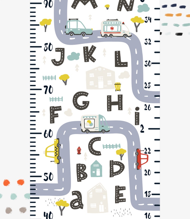 Height Chart for Boy Cars Growth Chart Ruler Alphabet Height - Etsy