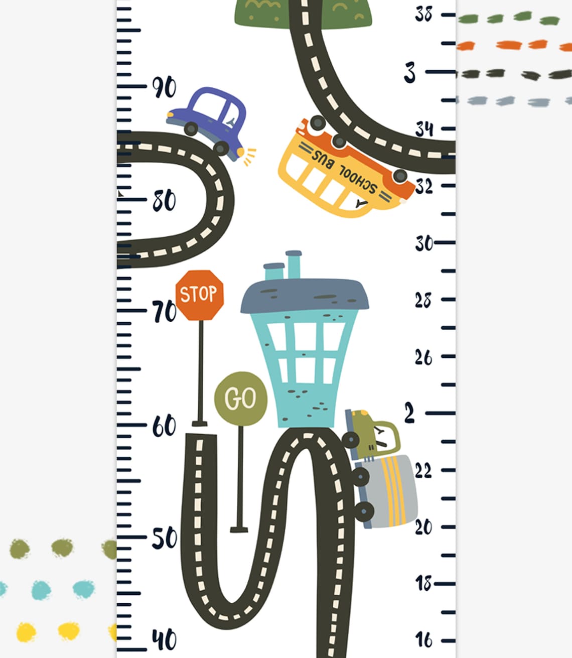 Road growth chart Personalized height chart for boy Cars | Etsy