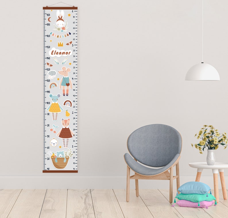 Growth Chart Scandi Height Chart for Kids Animals - Etsy