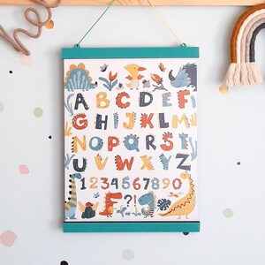 Dinosaur Alphabet Poster ABC Wall Art Dino Nursery Decor Kids Room ...
