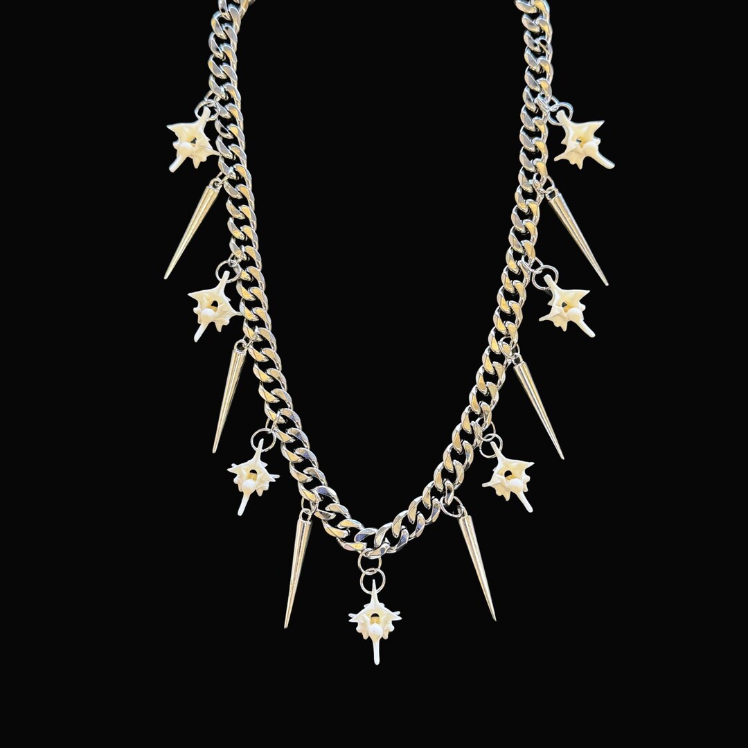 Rattlesnake Vertebrae Bones & Spikes Gothic Industrial Necklace, 18 ...