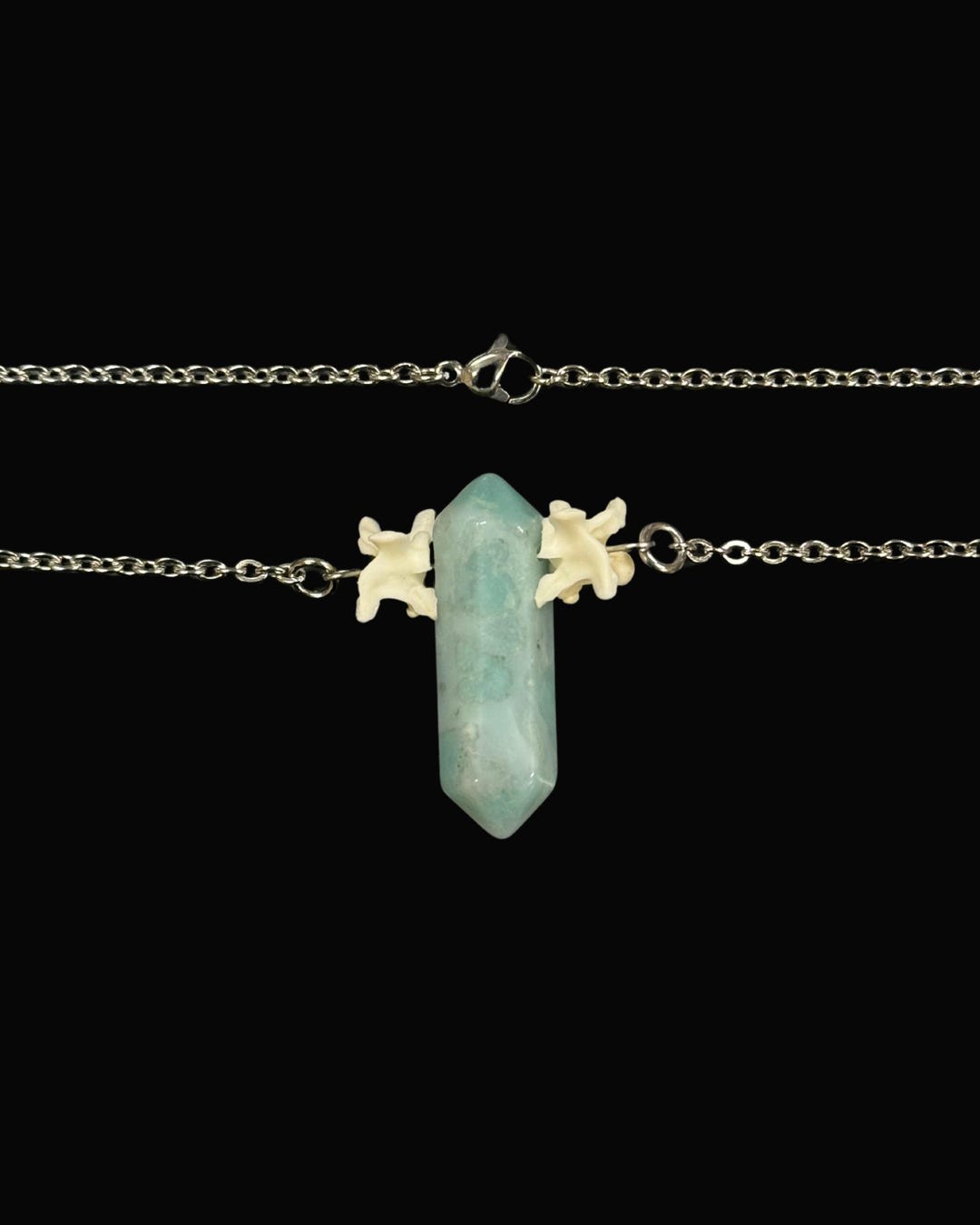 Boa Constrictor Snake Vertebrae Bones & Amazonite Crystal Oddity ...