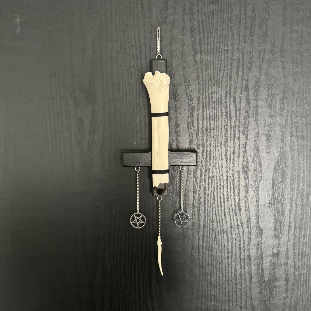 Deer Radius Bone & Coyote Baculum Upside Down Wooden Cross 13 Wall ...