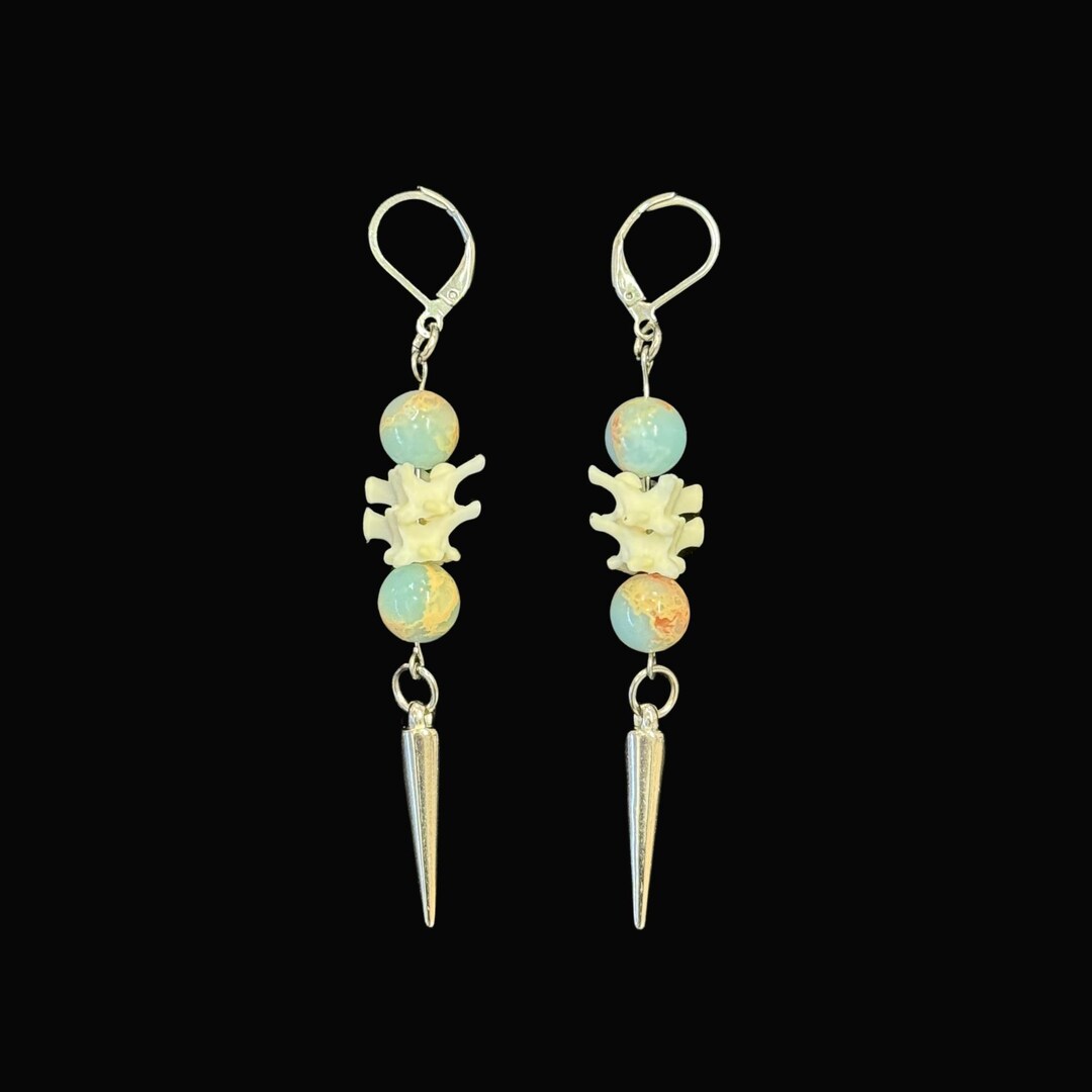 Ball Python Vertebrae Bones & Blue Jasper 3" Stainless Steel ...