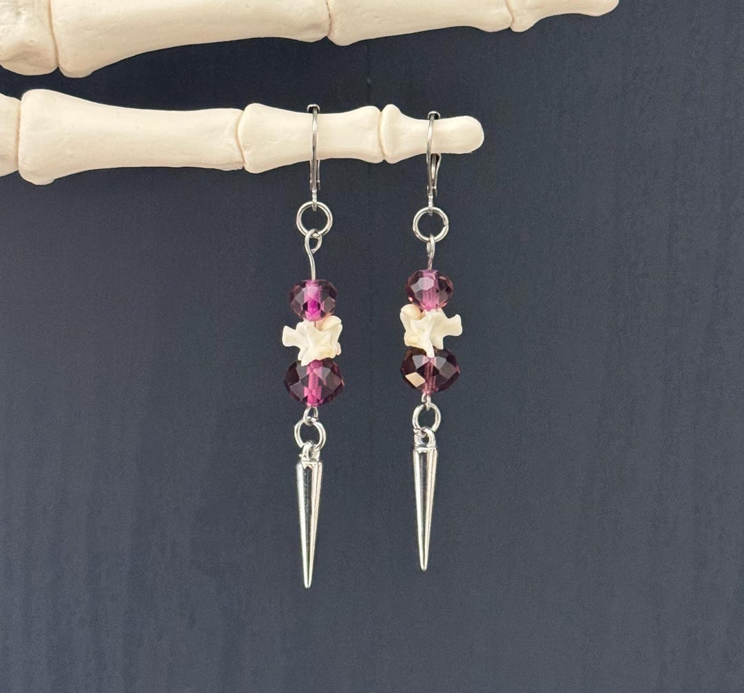 Boa Constrictor Snake Vertebrae Bones 2.5" Stainless Steel Earrings ...