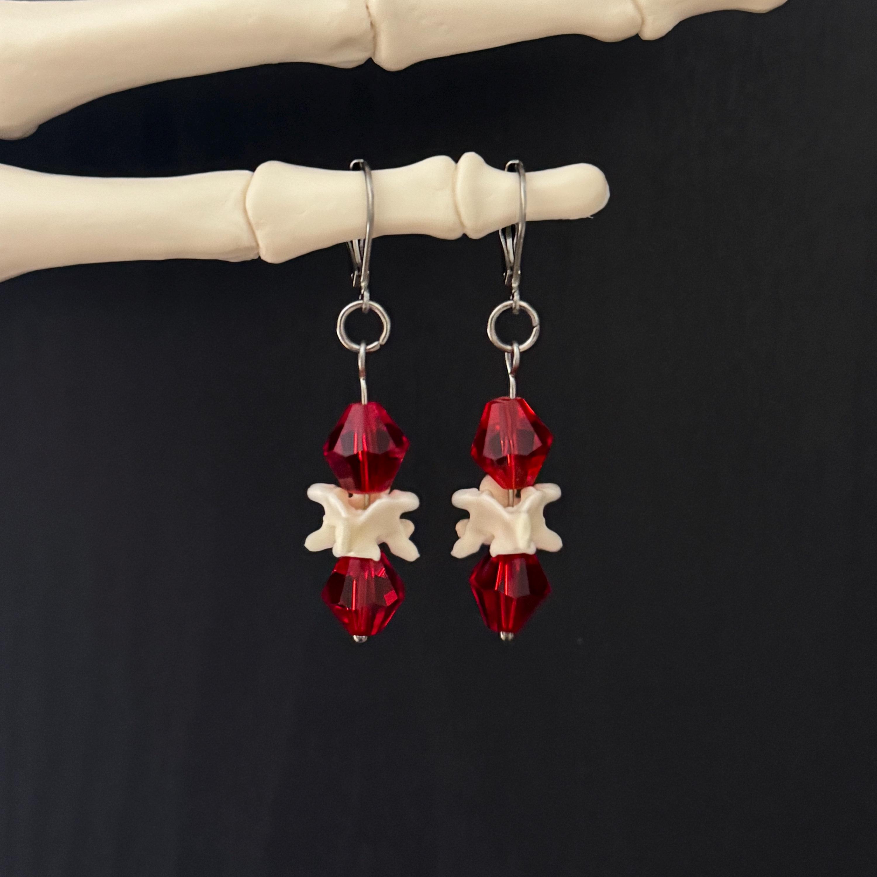 Ball Python Vertebrae Bones Real Animal Bone Earrings, Stainless Steel ...