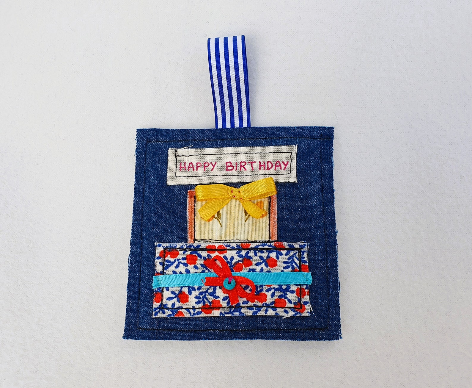 Fabric Birthday Gift Tags, Reusable Present Label, Stack of Presents ...
