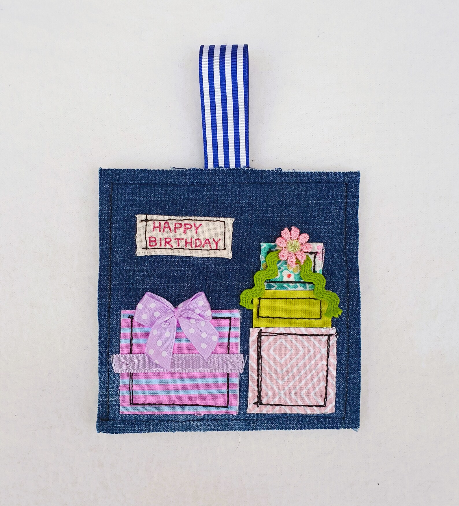 Fabric Birthday Gift Tags, Reusable Present Label, Stack of Presents ...