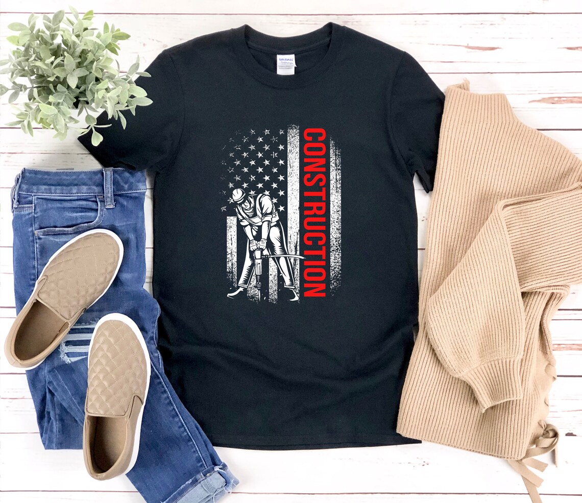 Construction Worker Shirt, American Flag Construction Shirt ...
