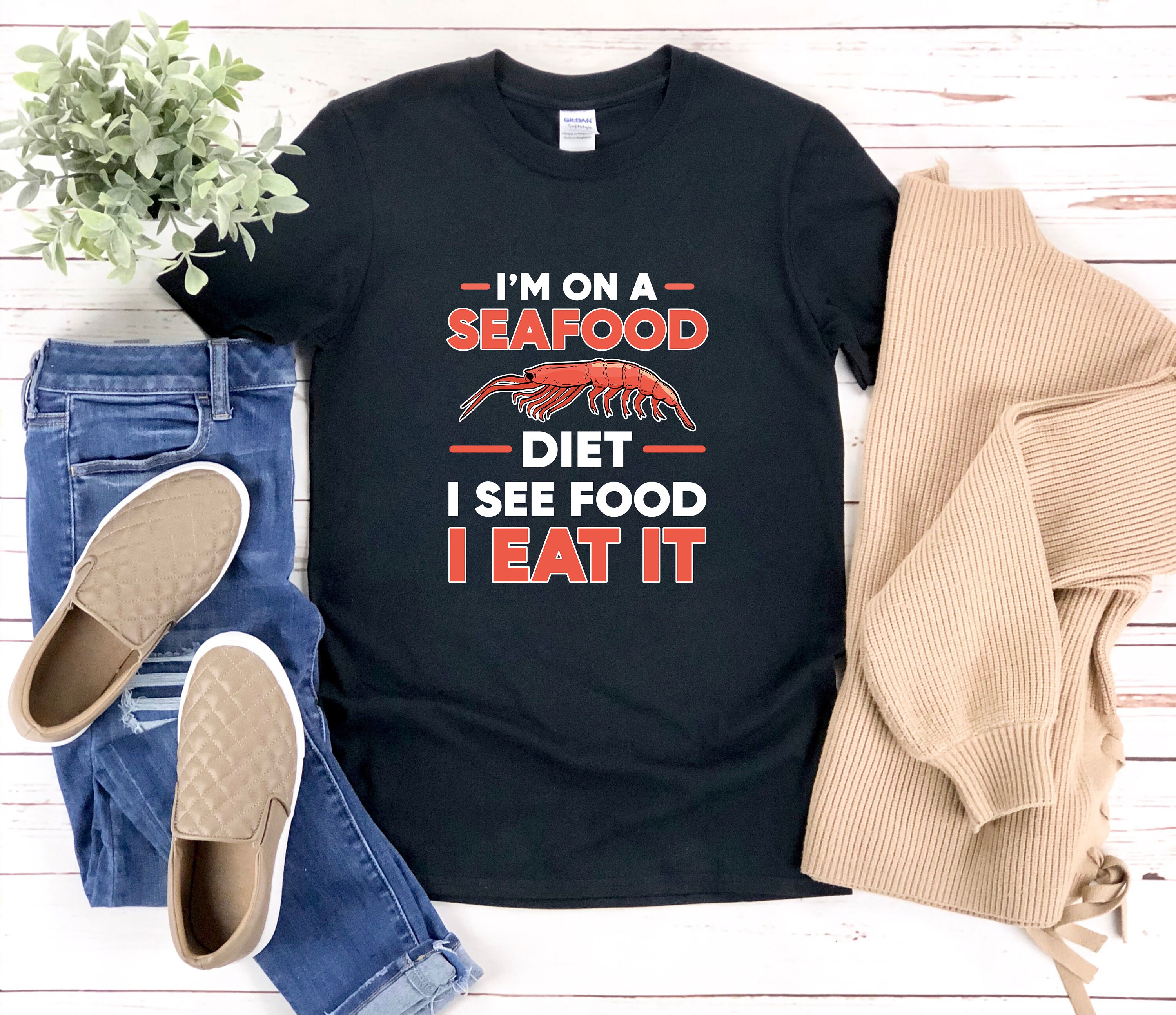 Funny Shrimp Shirt, Seafood T-shirt, Funny Food Shirt, Im on A Seafood ...