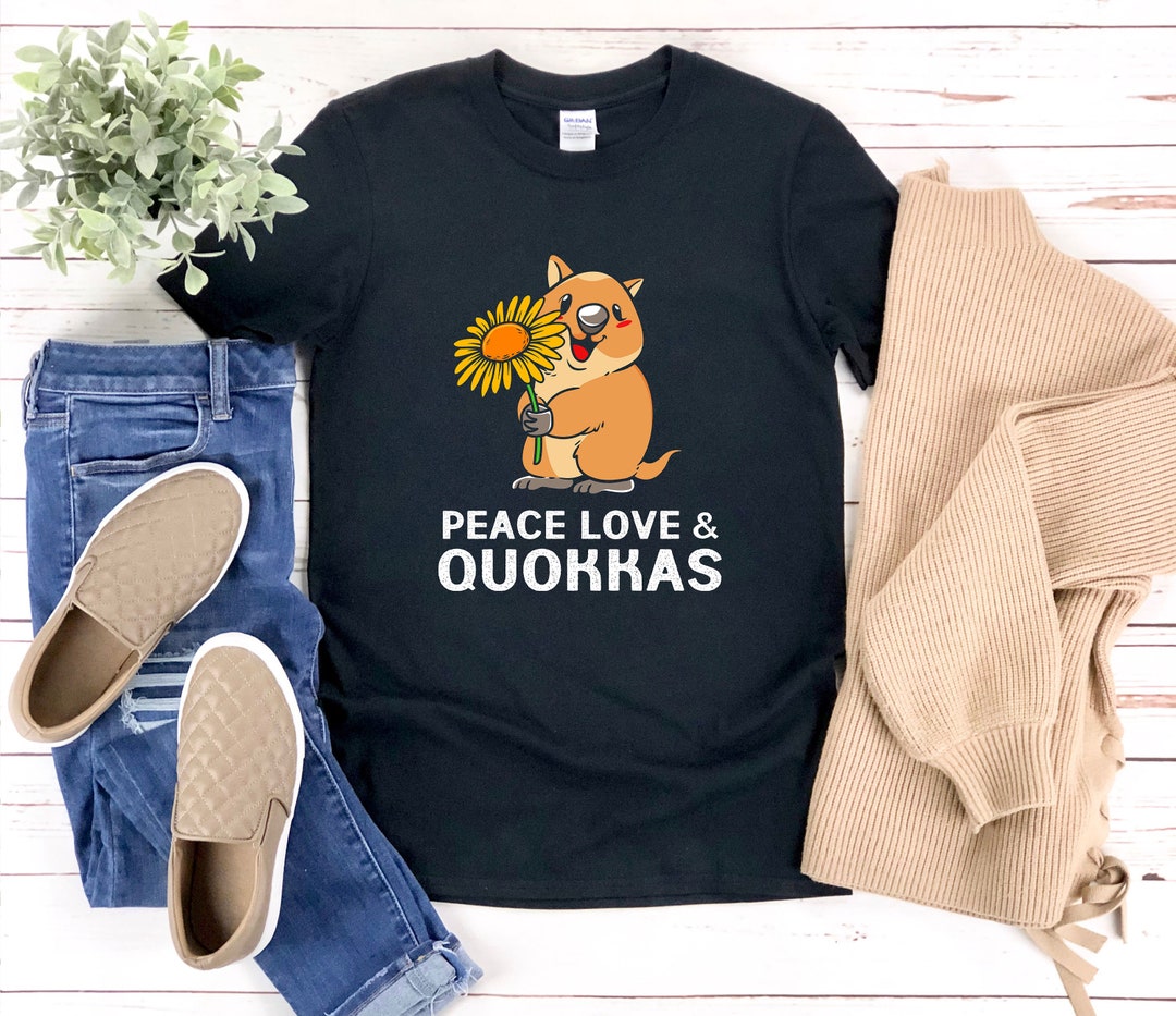 Cute Quokka Shirt, Peace Love Quokkas, Quokka With Sunflower, Wildlife ...