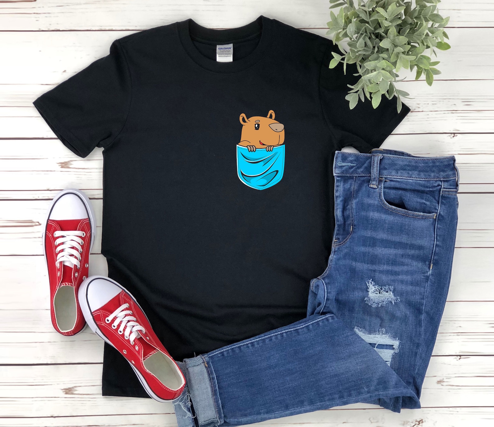 Cute Capybara Shirt, Capybara in Pocket, Capybara Lover Shirt, Animal ...