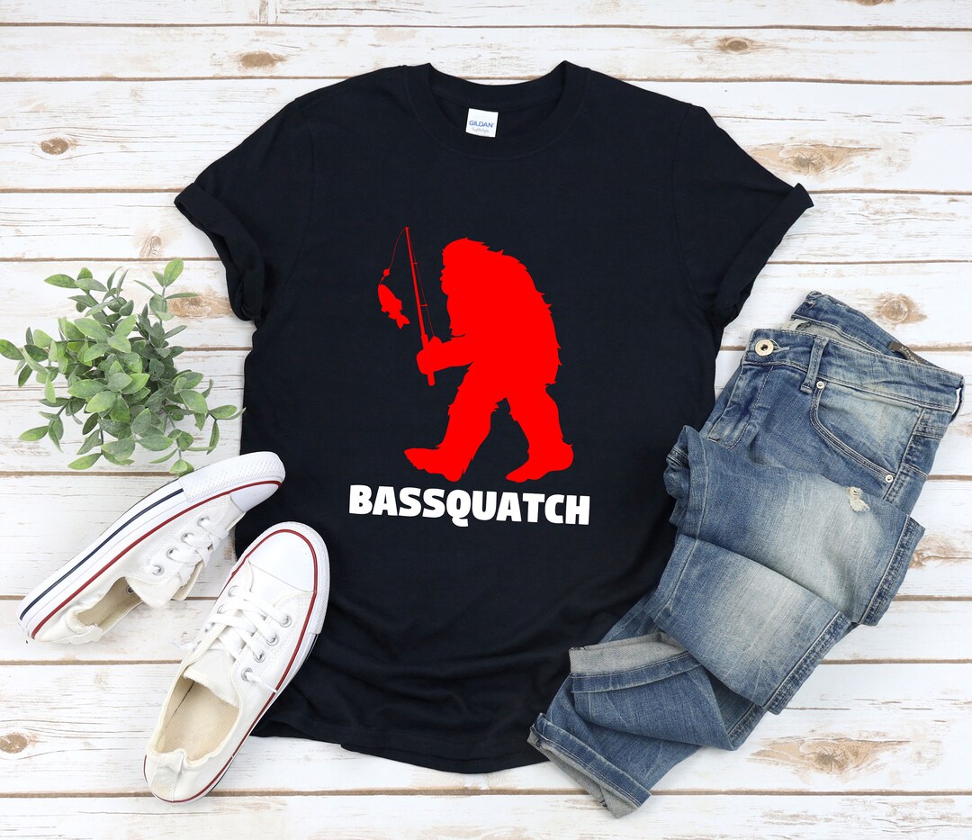 Bigfoot Fishing Shirt, Bassquatch, Bass Fishing Shirt, Sasquatch Shirt ...