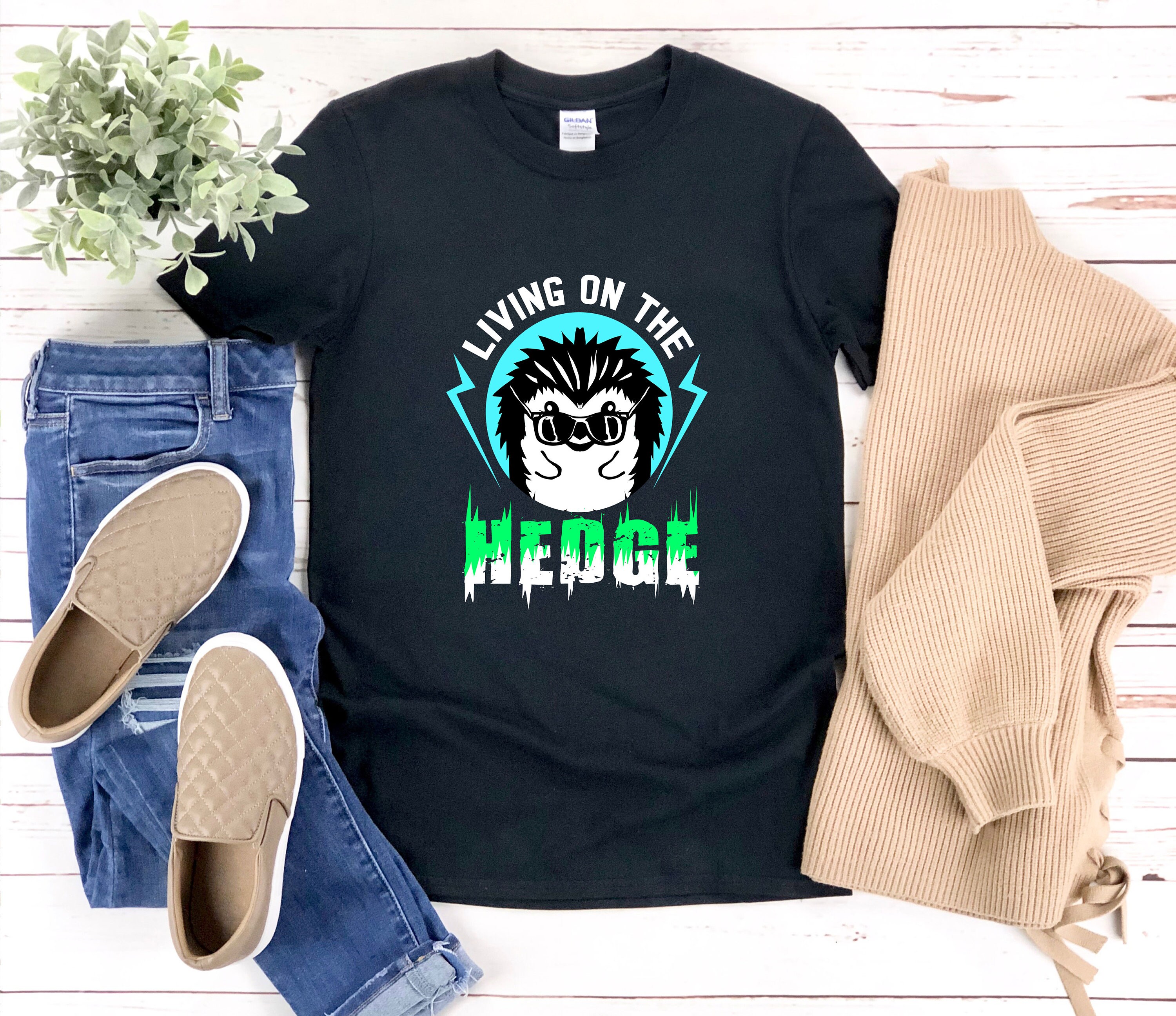 Living on the Hedge, Hedgehog Shirt, Funny Hedgehog Shirt, Hedgehog T ...