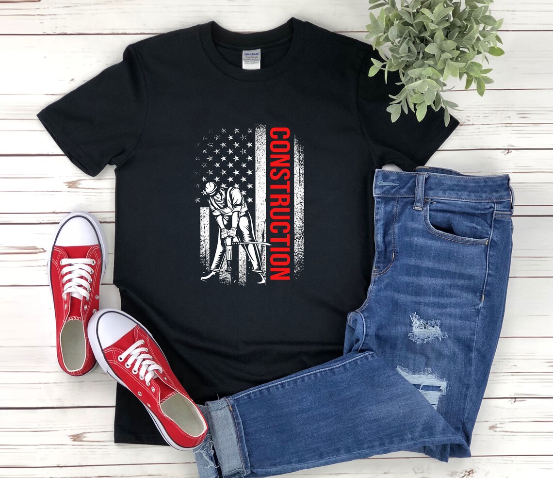 Construction Worker Shirt, American Flag Construction Shirt ...