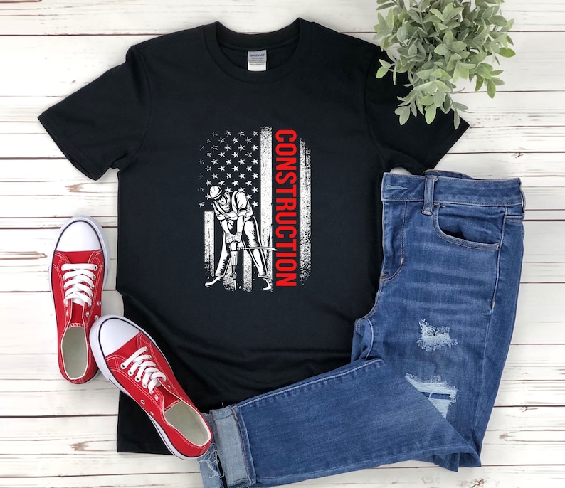 Construction Worker Shirt, American Flag Construction Shirt ...