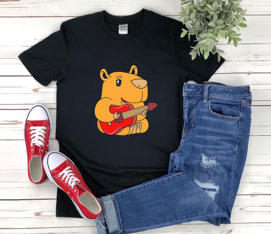 Capybara Shirt Capybara Playing Guitar Guitar Lover Gift - Etsy