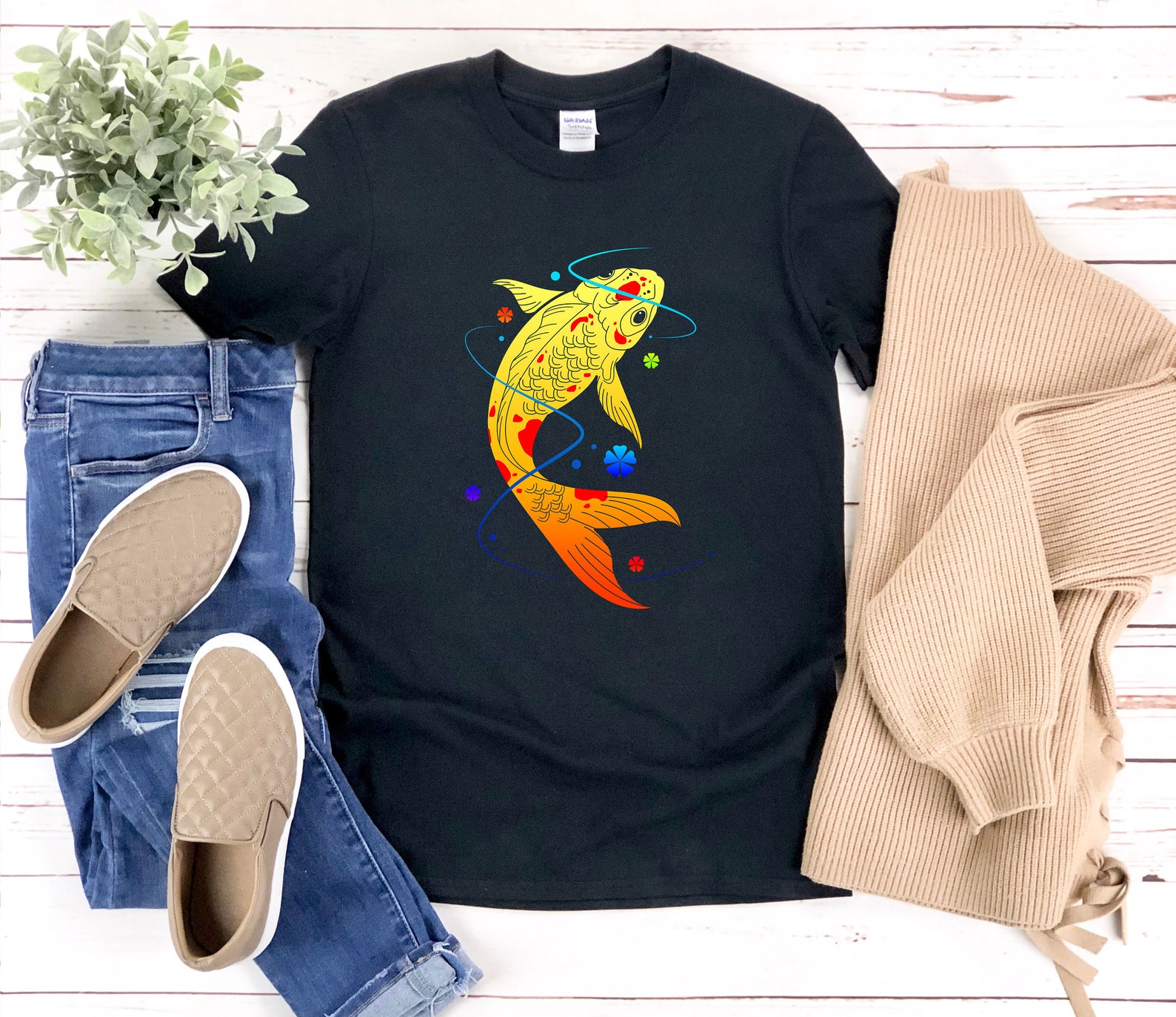 Cute Fish Shirt, Koi Fish Shirt, Japanese Aesthetic Shirt, Gold Fish ...