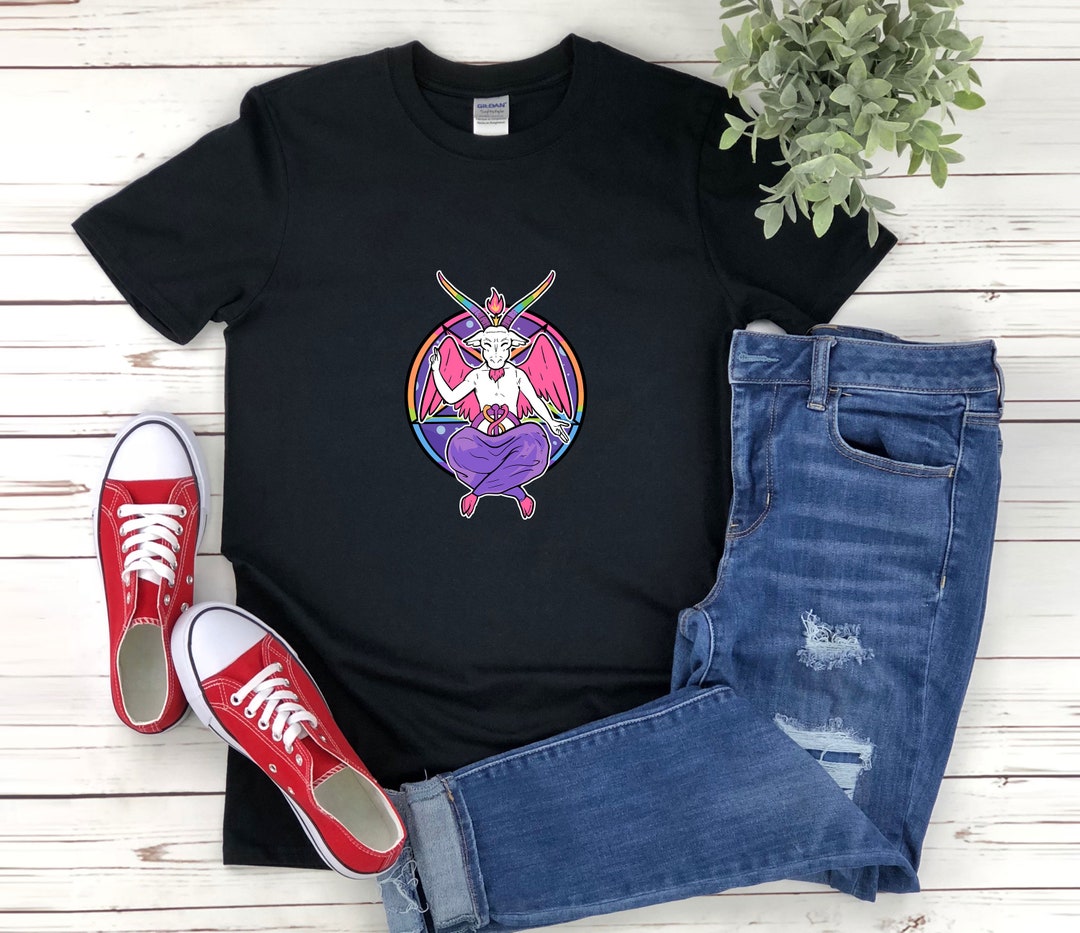 Baphomet Shirt, Satanic Goat Shirt, Rainbow Baphomet, Kawaii Baphomet ...