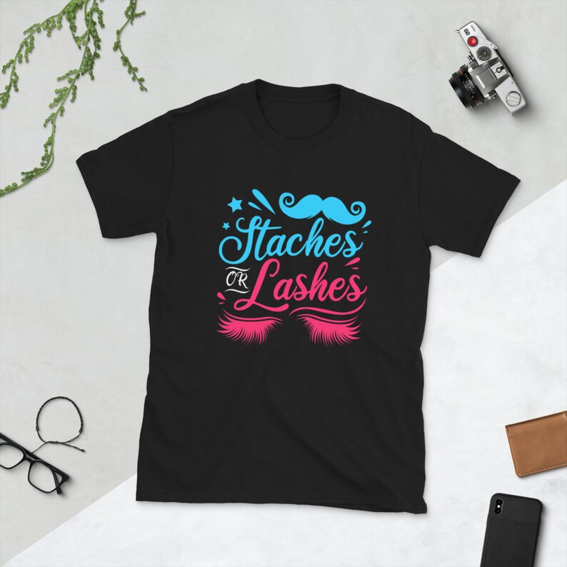Staches or Lashes Gender Reveal Shirt, Gender Reveal Stashes or Lashes ...